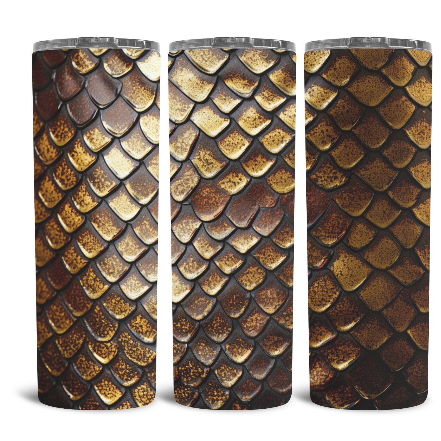Black Gold Snake Skin Scales Pattern 3D Sublimation 20 Oz Skinny ...