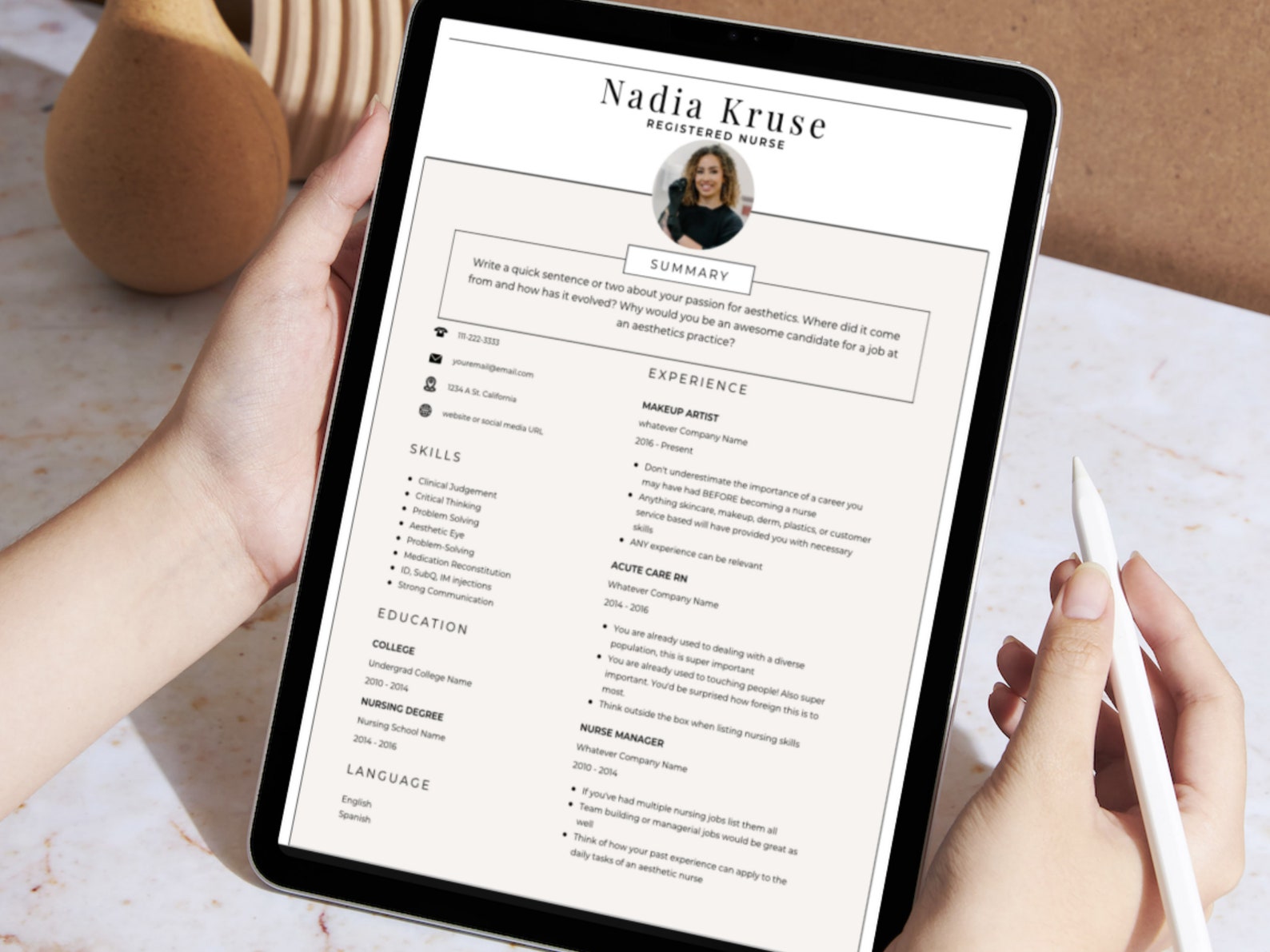 Clean Resume Template for Aesthetic Nurses Customizable Canva Resume ...