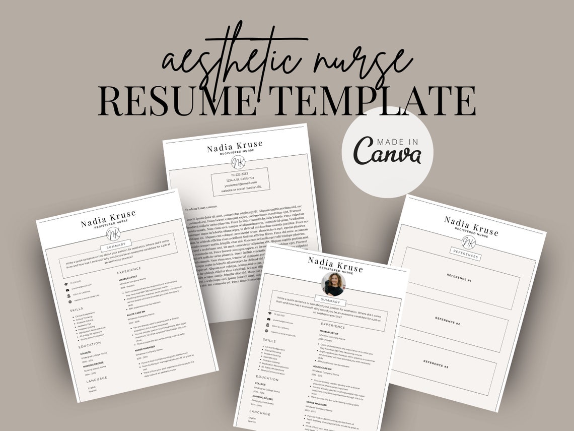 Clean Resume Template for Aesthetic Nurses Customizable Canva Resume ...