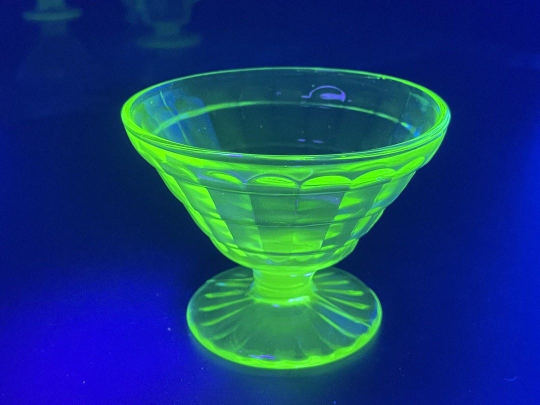 Uranium Glass Sherbet Cup Anchor Hocking Block Optic 1930s - Etsy