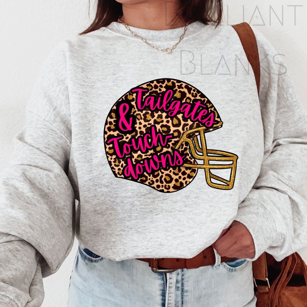 Football Tailgates Touchdowns Leopard Helmet Preppy Sublimation DTG PNG ...