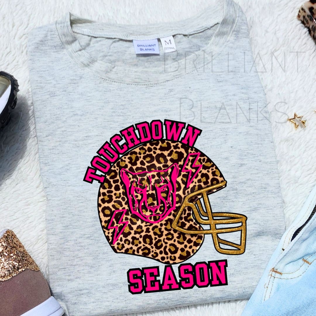 Football Touchdown Season Preppy Leopard Cute Helmet Sublimation DTG ...