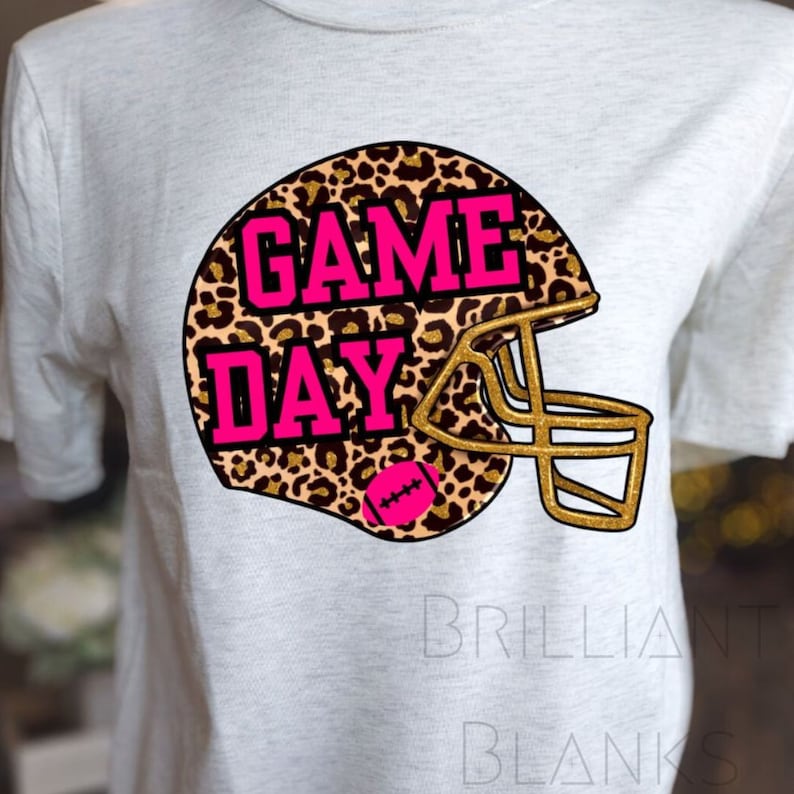 Football Game Day Leopard Helmet Preppy Sublimation DTG PNG Digital ...