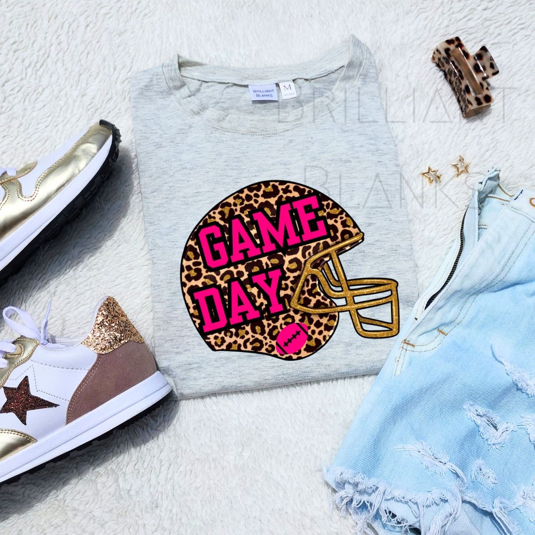 Football Game Day Leopard Helmet Preppy Sublimation DTG PNG Digital ...