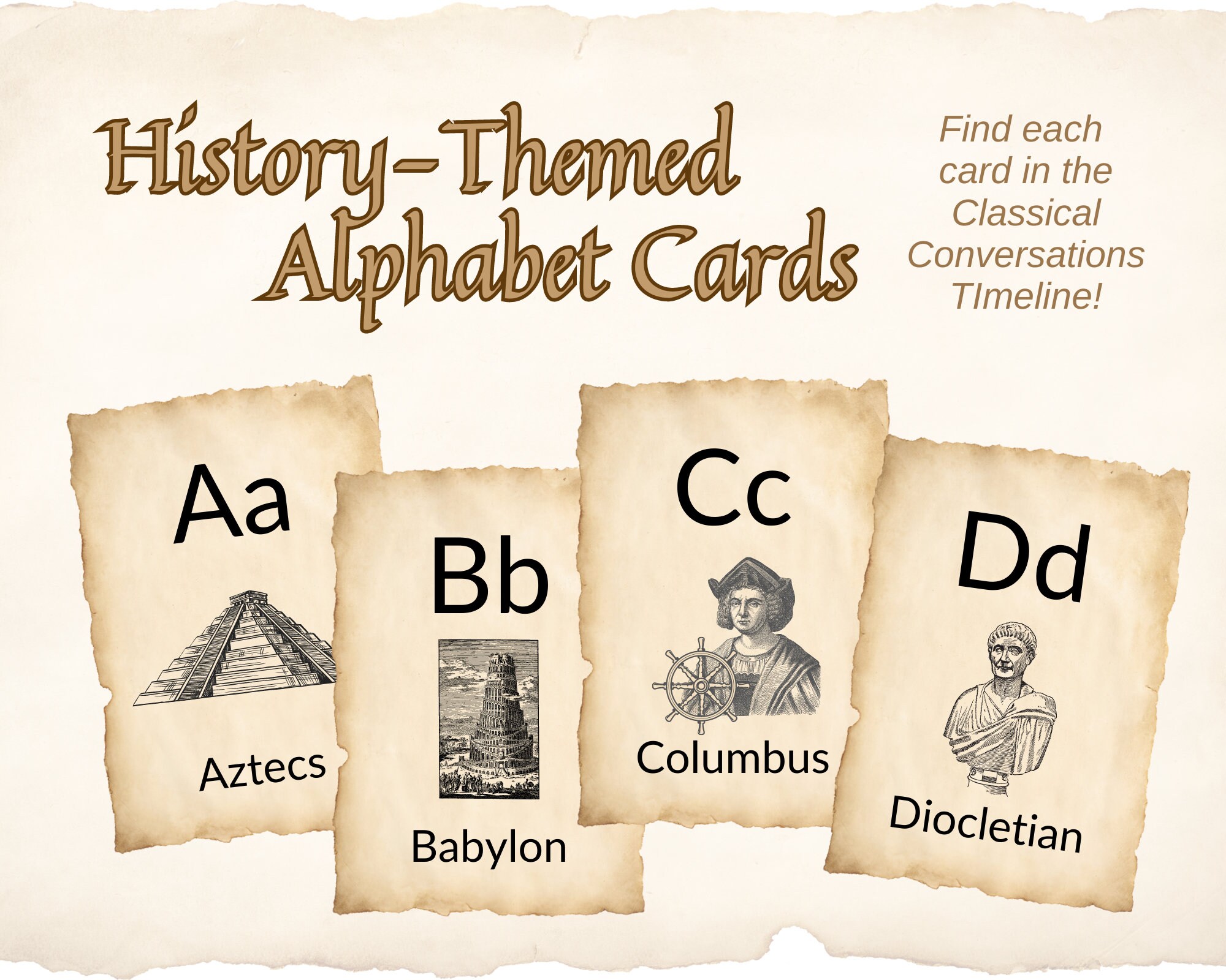 History-themed Alphabet Cards CC Foundations, Classical Conversations ...