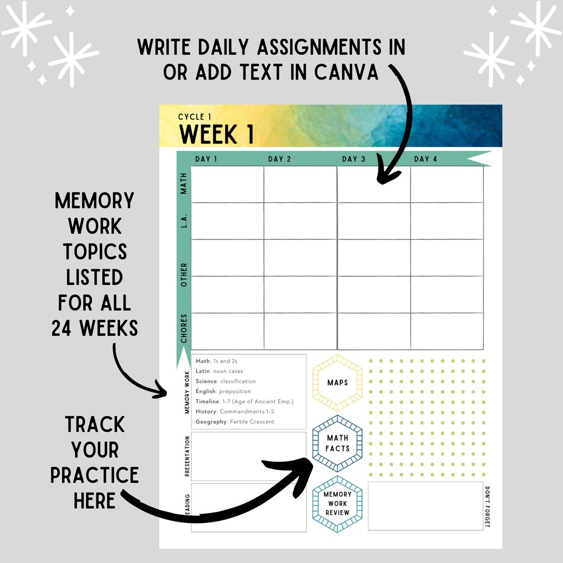 Editable Cycle 1 Foundations Student Planner, Classical Conversations ...