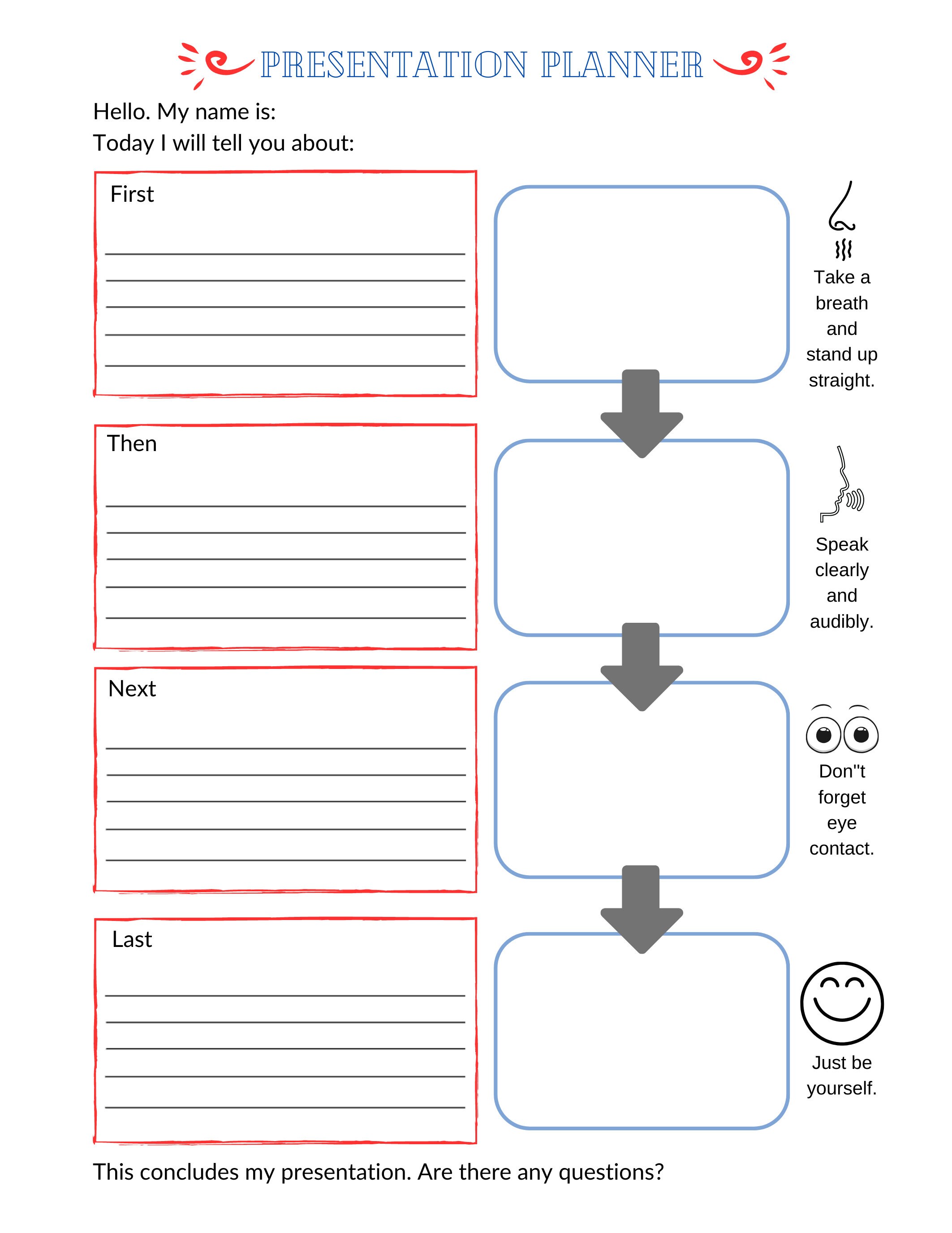 Student Presentation Planner and Organizer, Public Speaking in ...