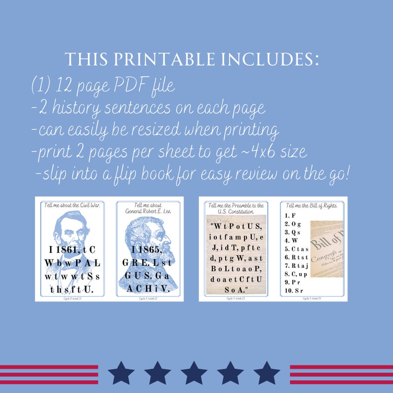 Cycle 3 History Sentence Memory Tool Cards, Classical Conversations, CC ...