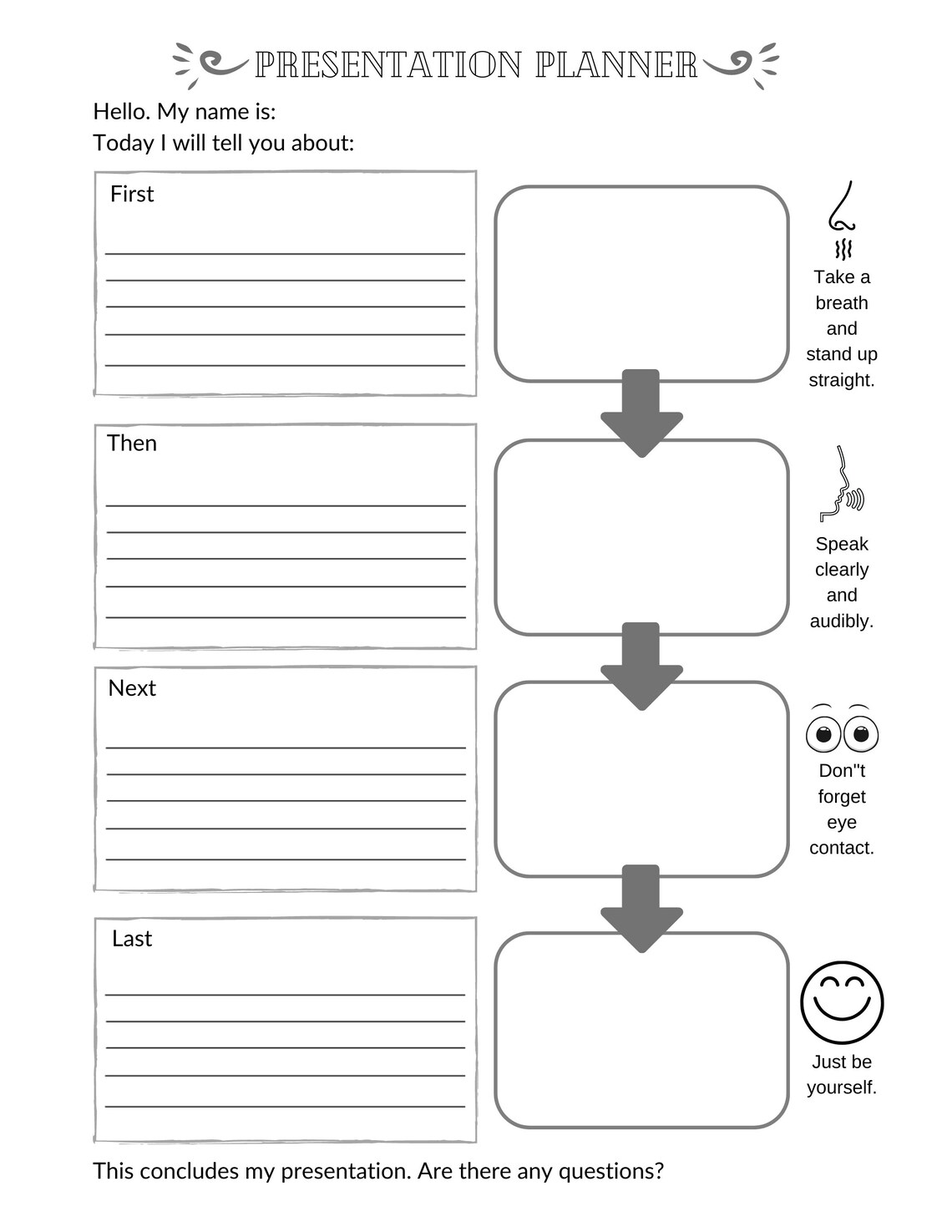 Student Presentation Planner and Organizer, Public Speaking in ...