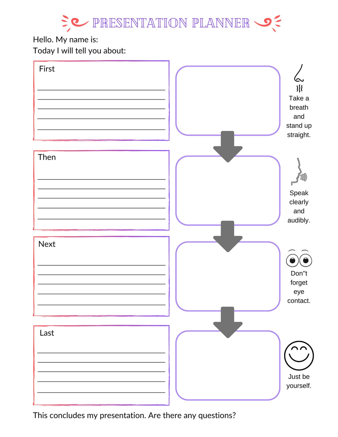 Student Presentation Planner and Organizer, Public Speaking in ...