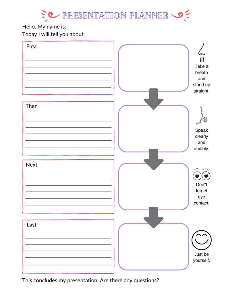 Student Presentation Planner and Organizer, Public Speaking in ...