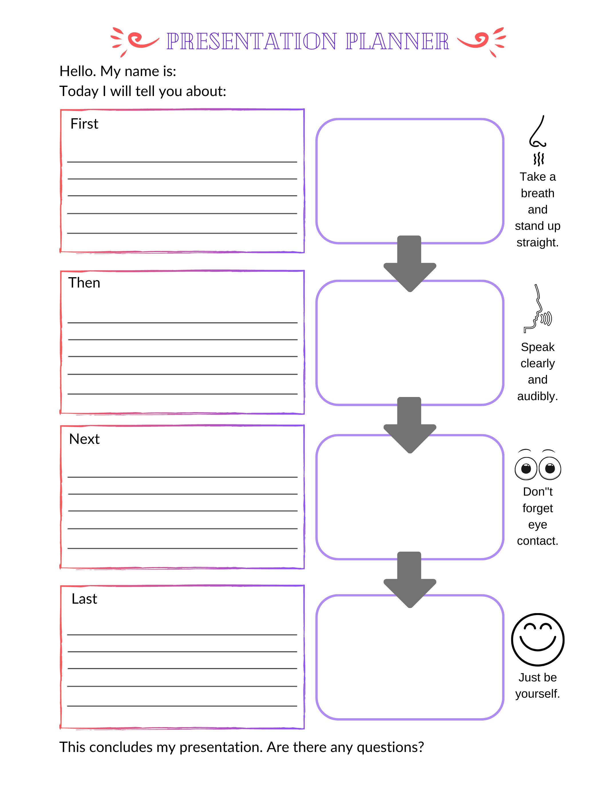 Student Presentation Planner and Organizer, Public Speaking in ...