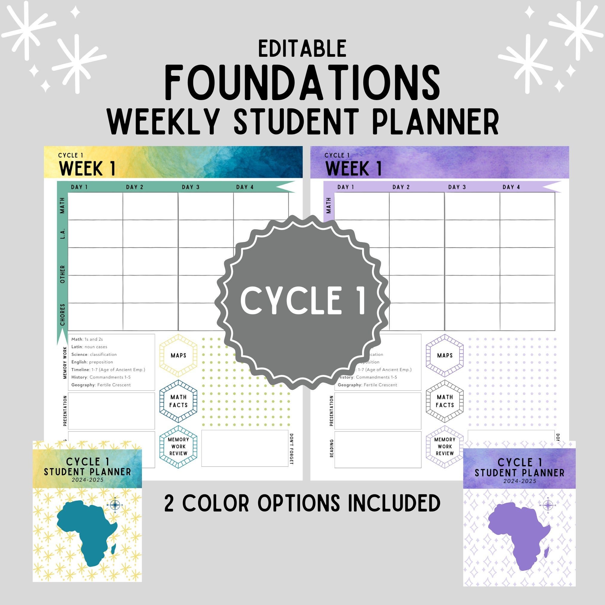 Editable Cycle 1 Foundations Student Planner, Classical Conversations ...