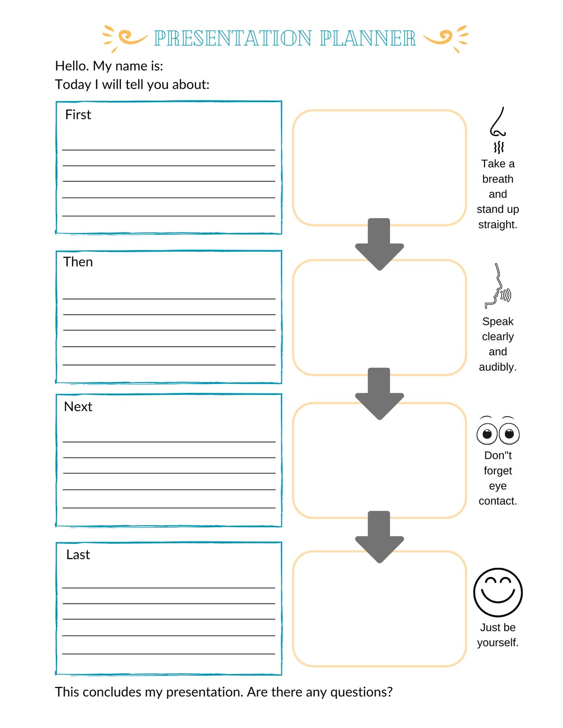Student Presentation Planner and Organizer, Public Speaking in ...