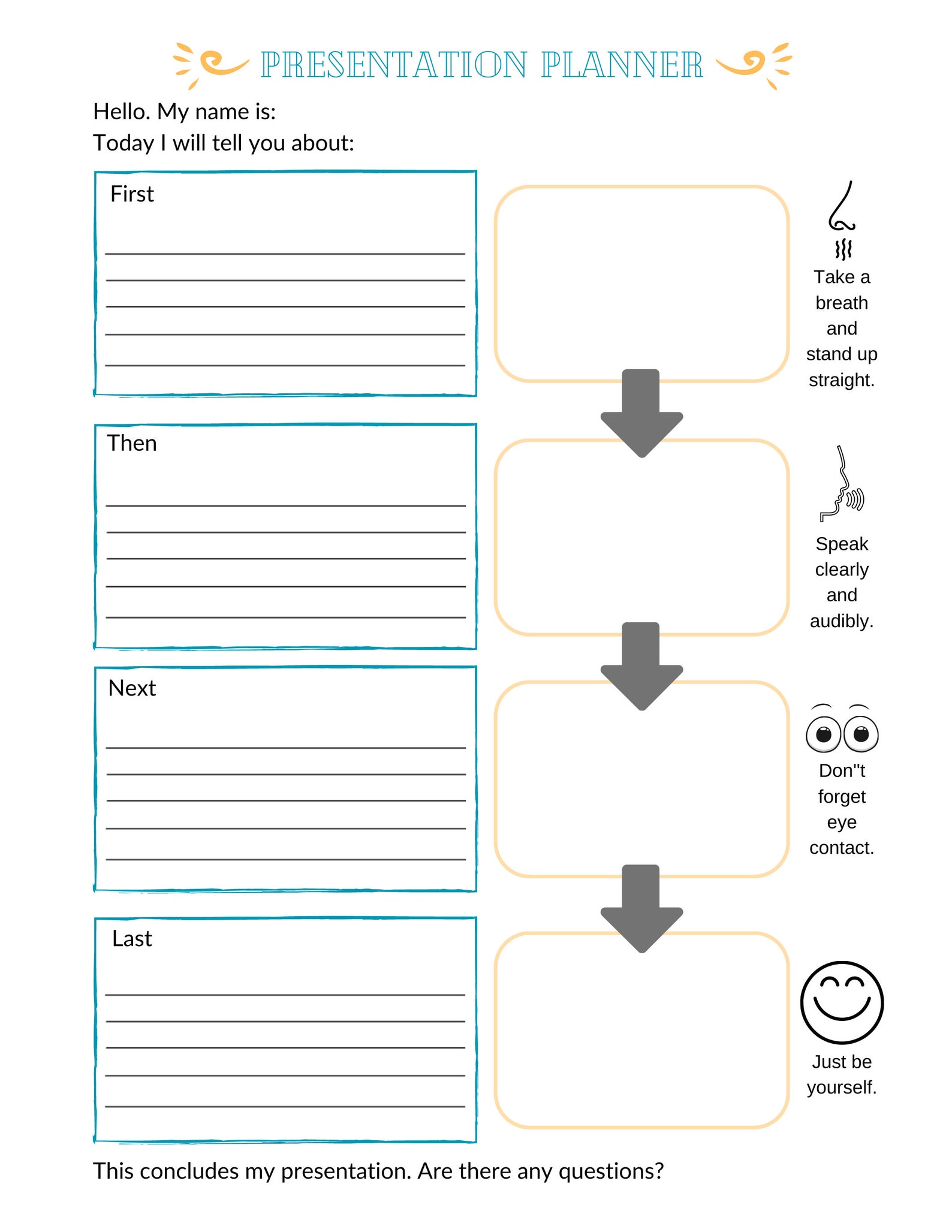 Student Presentation Planner and Organizer, Public Speaking in ...