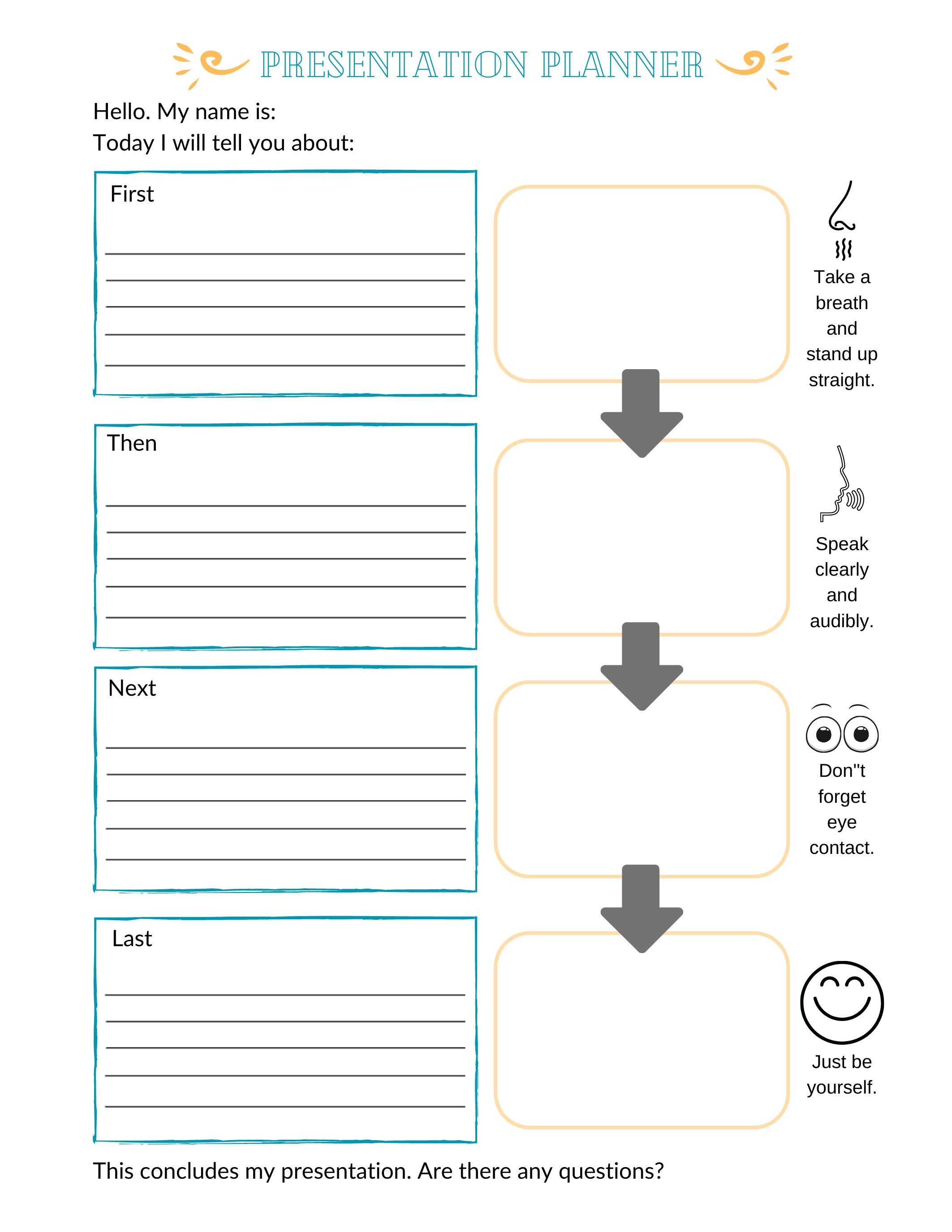 Student Presentation Planner and Organizer, Public Speaking in ...