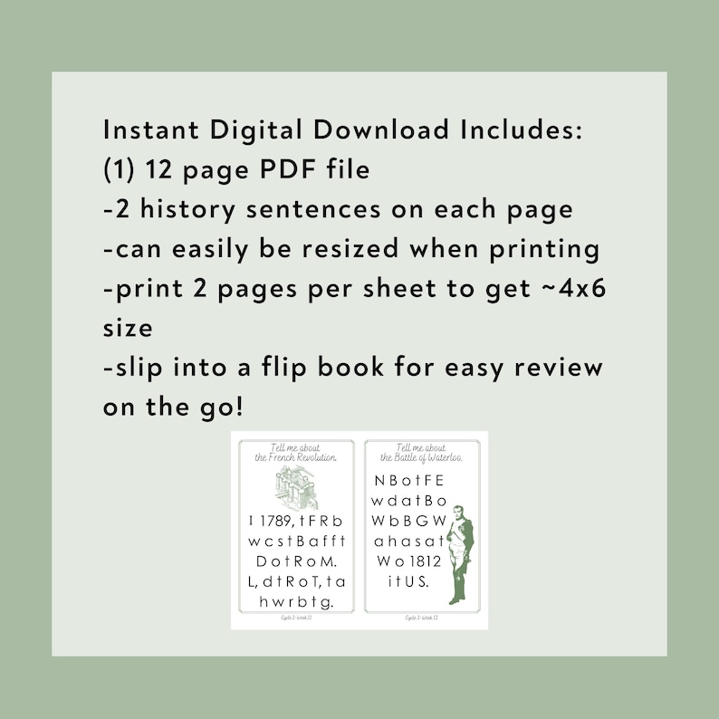 Cycle 2 History Sentence Memory Tool - Classical Conversations - Etsy