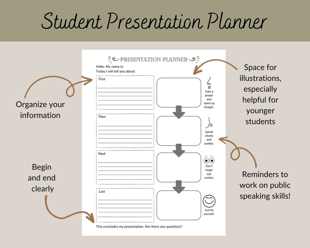Student Presentation Planner and Organizer, Public Speaking in ...