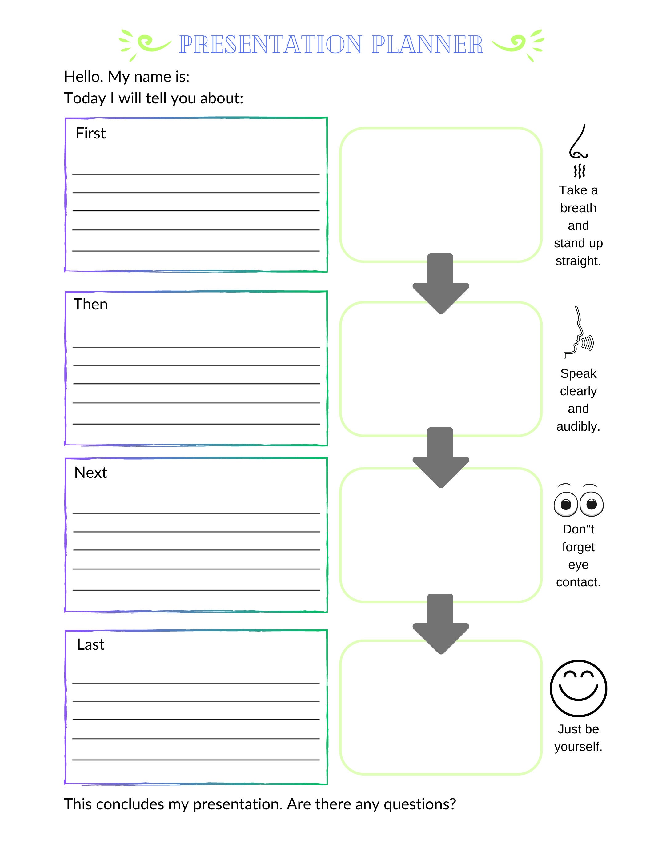 Student Presentation Planner and Organizer, Public Speaking in ...