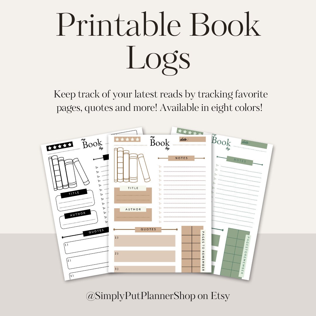 Printable Reading Log Bundle Printable Book Log Bundle Book - Etsy