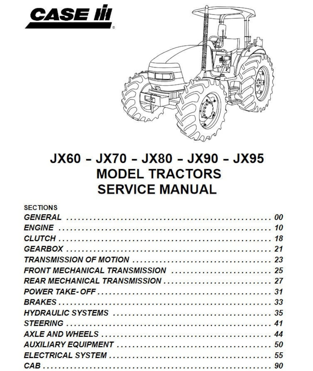 Case Tractors Service Manul JX60 JX70 JX80 JX90 JX95 Repair Manual ...