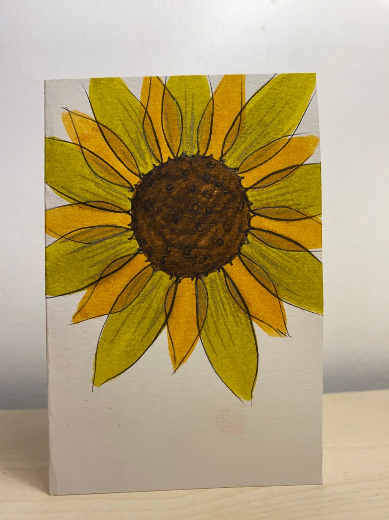 Handmade Sunflower Card - Etsy