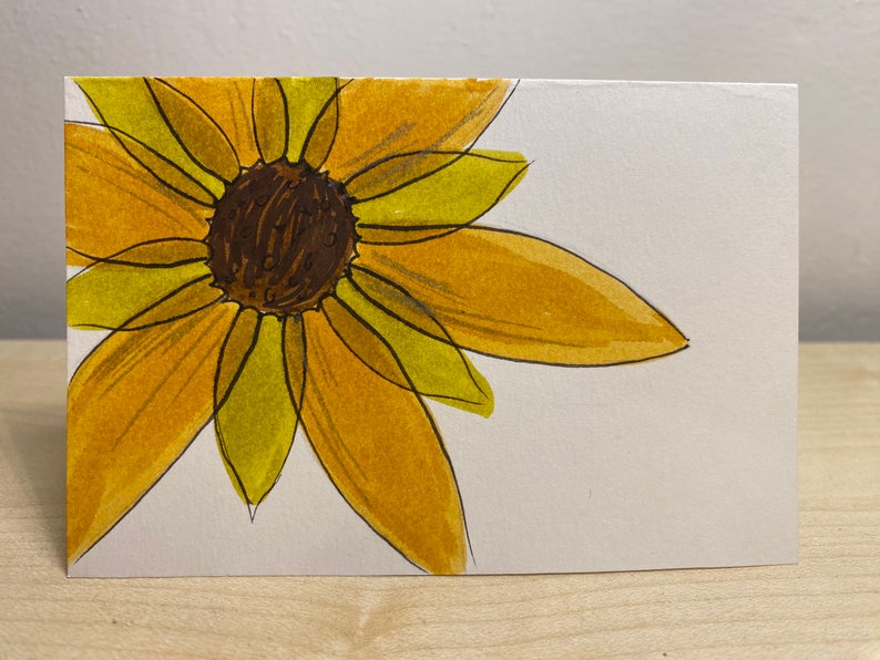 Handmade Sunflower Card - Etsy