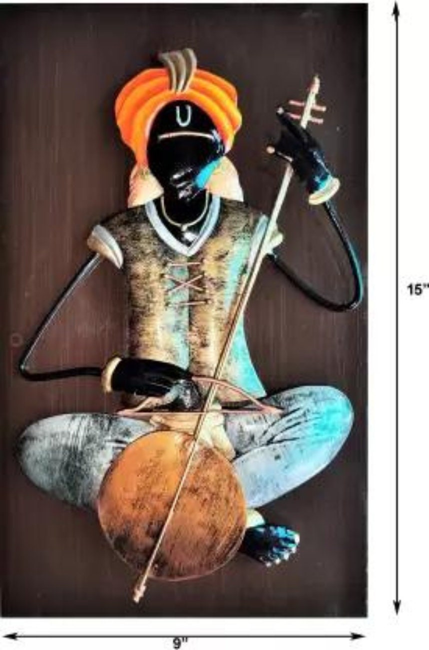 Beautiful Rajasthani Musician Wall Art Home Decor Wrought Iron Tanpura ...