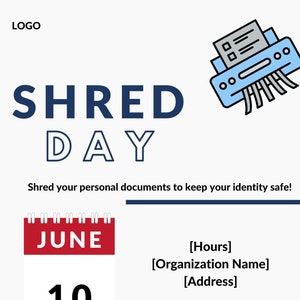 EDITABLE Shred Day Flyer, Event Flyer, Printable Flyer, Canva Template ...