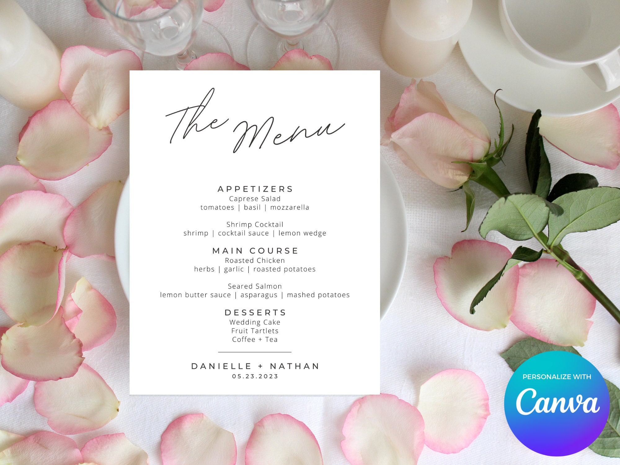 Custom Food Menu Template, Minimalist Printable Food Menu, Wedding ...