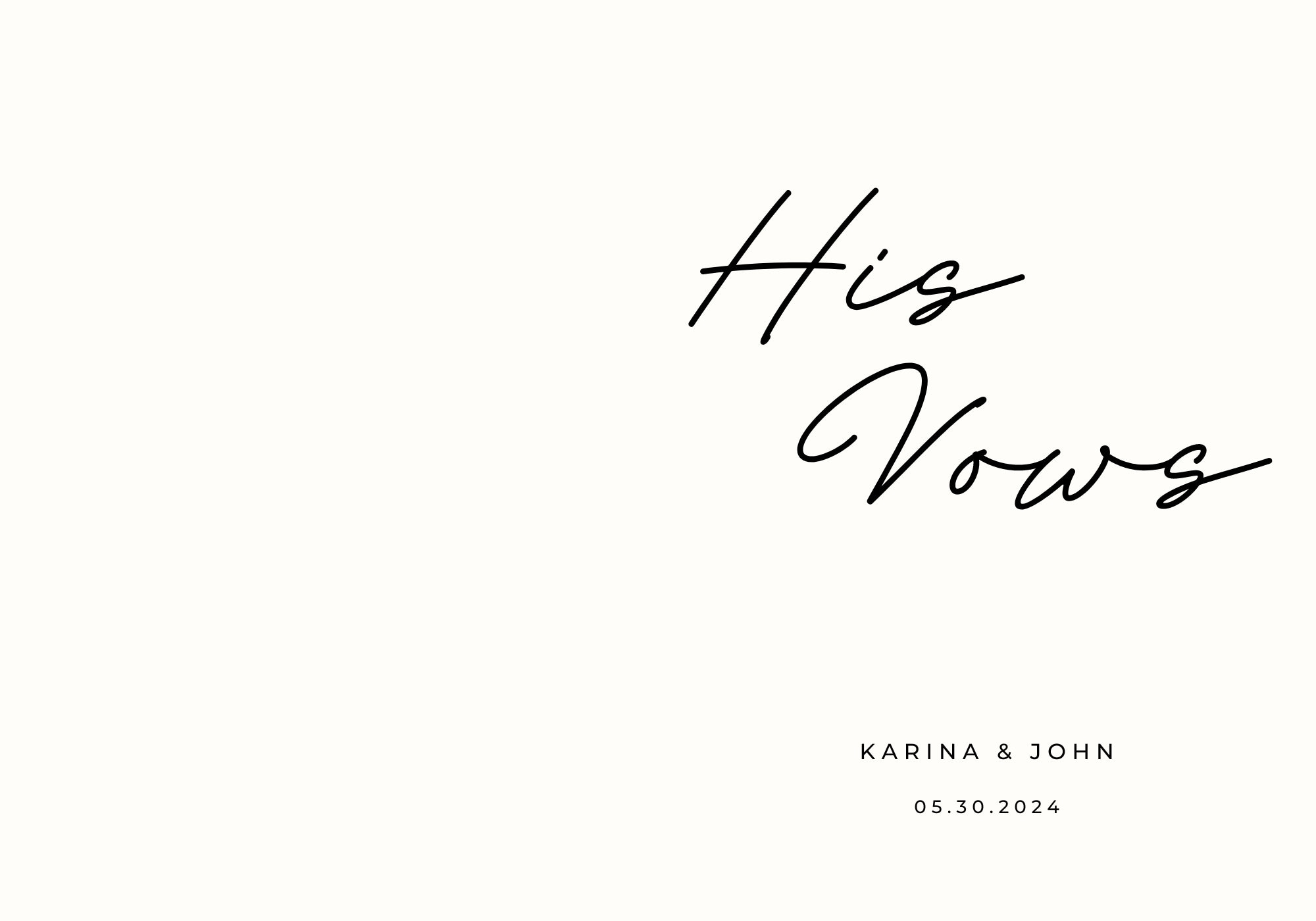 Modern Wedding Vow Card Template, Editable His and Her Vows, Printable ...