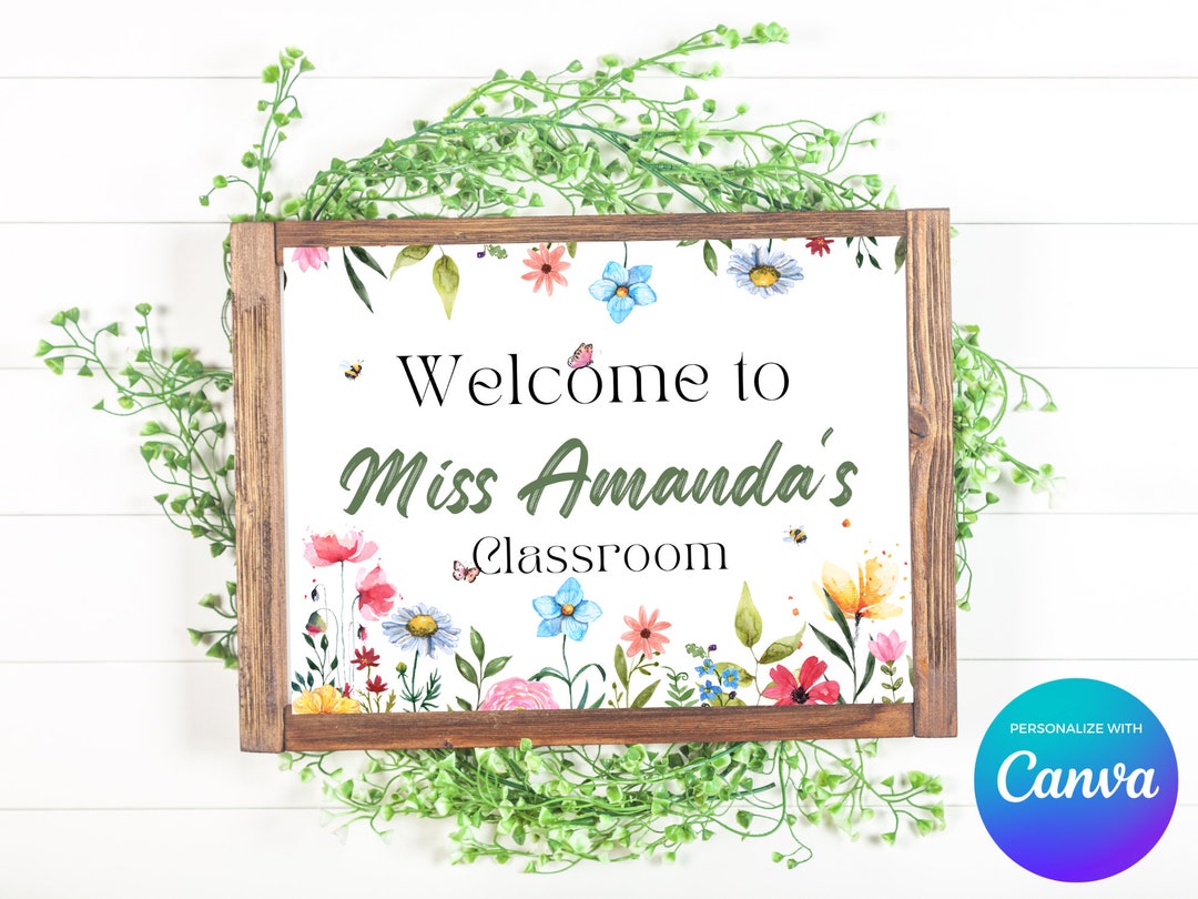 Welcome Classroom Sign Printable Teacher Name Sign Editable - Etsy