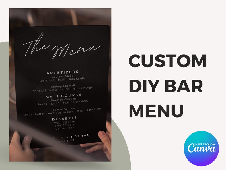 Food Menu Template, Modern Editable Menu, Minimalist Black Printable ...
