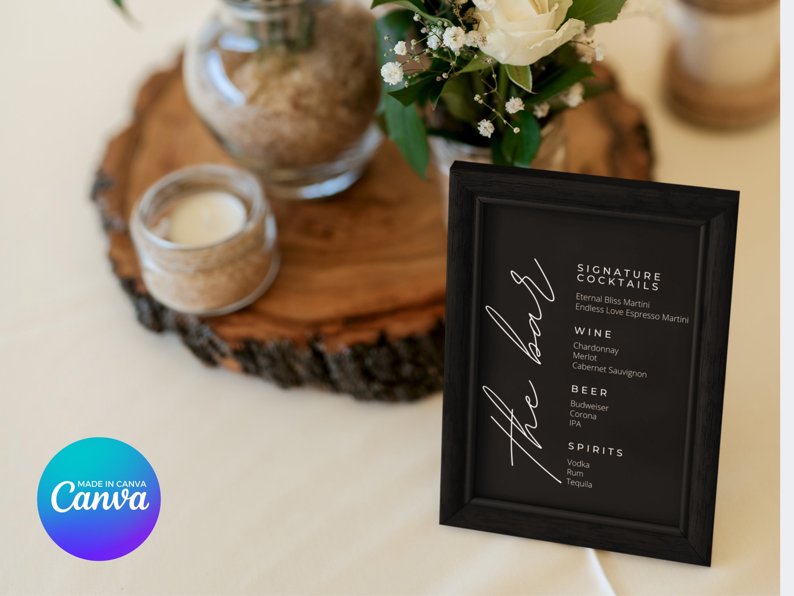 Modern Bar Sign Template, Minimalist Printable Bar Menu, Signature ...