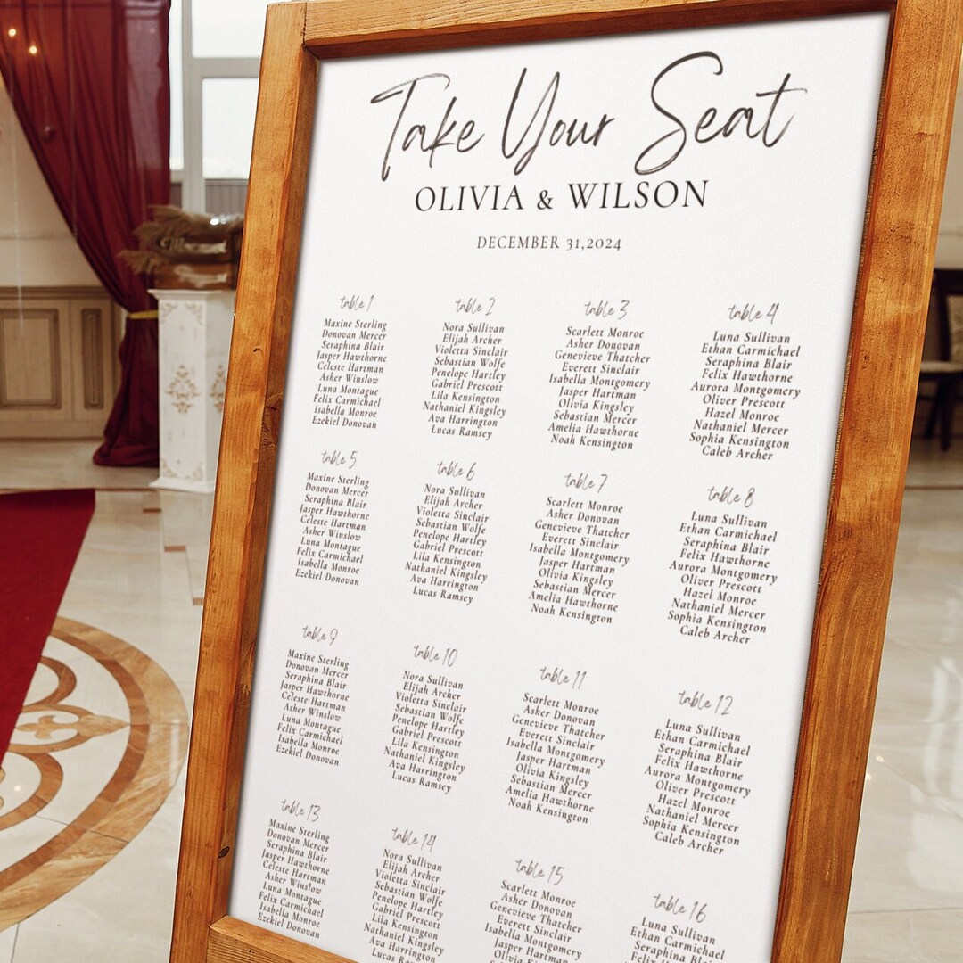 Seating Chart Template, Modern Editable Seating Chart, Minimalist ...