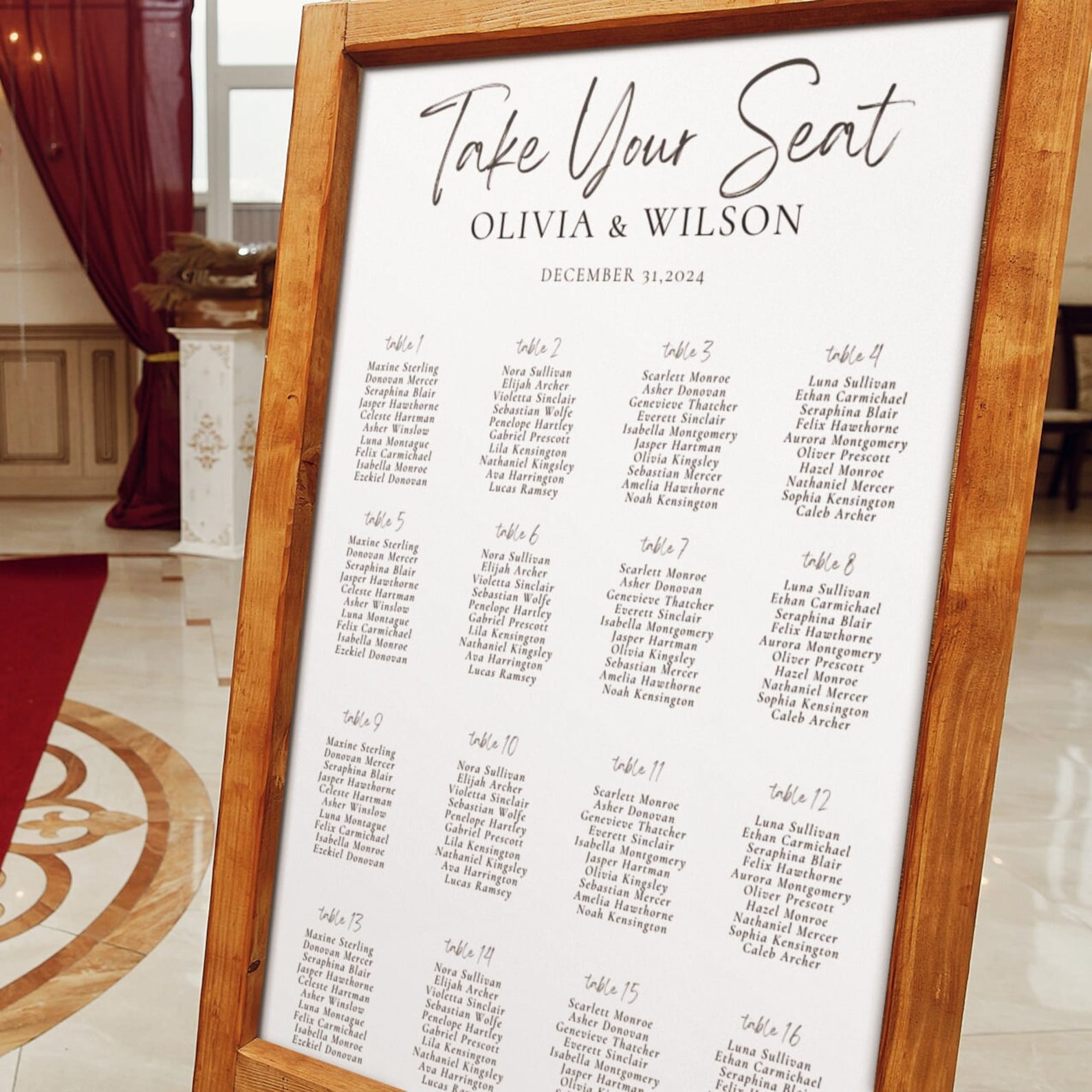 Seating Chart Template, Modern Editable Seating Chart, Minimalist ...