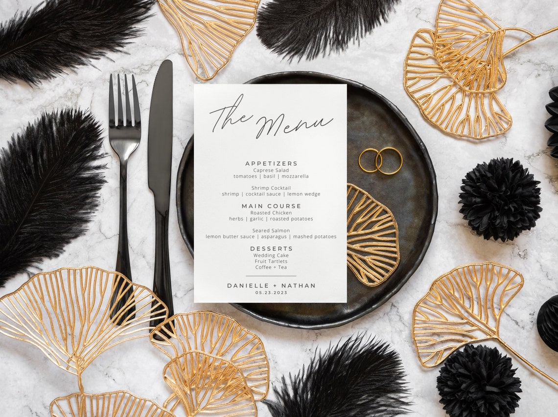 Custom Food Menu Template, Minimalist Printable Food Menu, Wedding ...