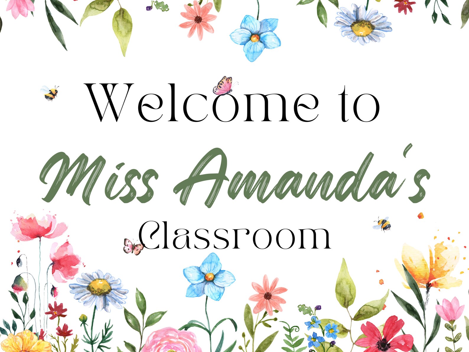 Welcome Classroom Sign Printable, Teacher Name Sign, Editable Classroom ...