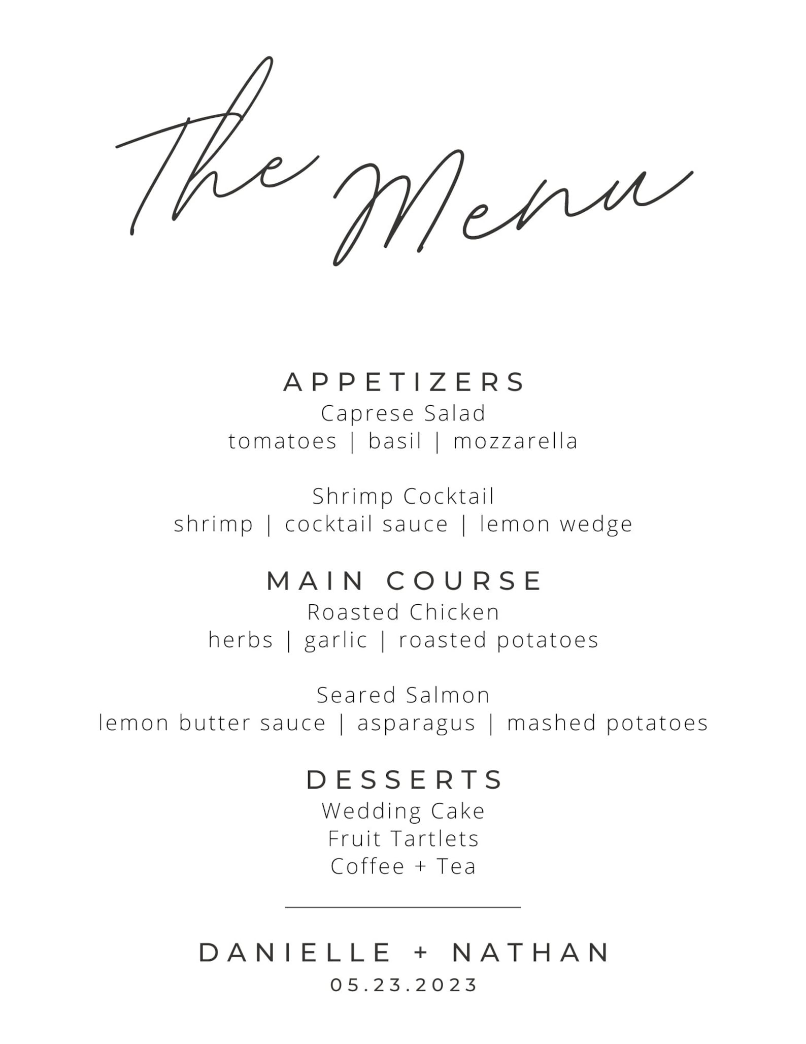 Custom Food Menu Template Minimalist Printable Food Menu Wedding