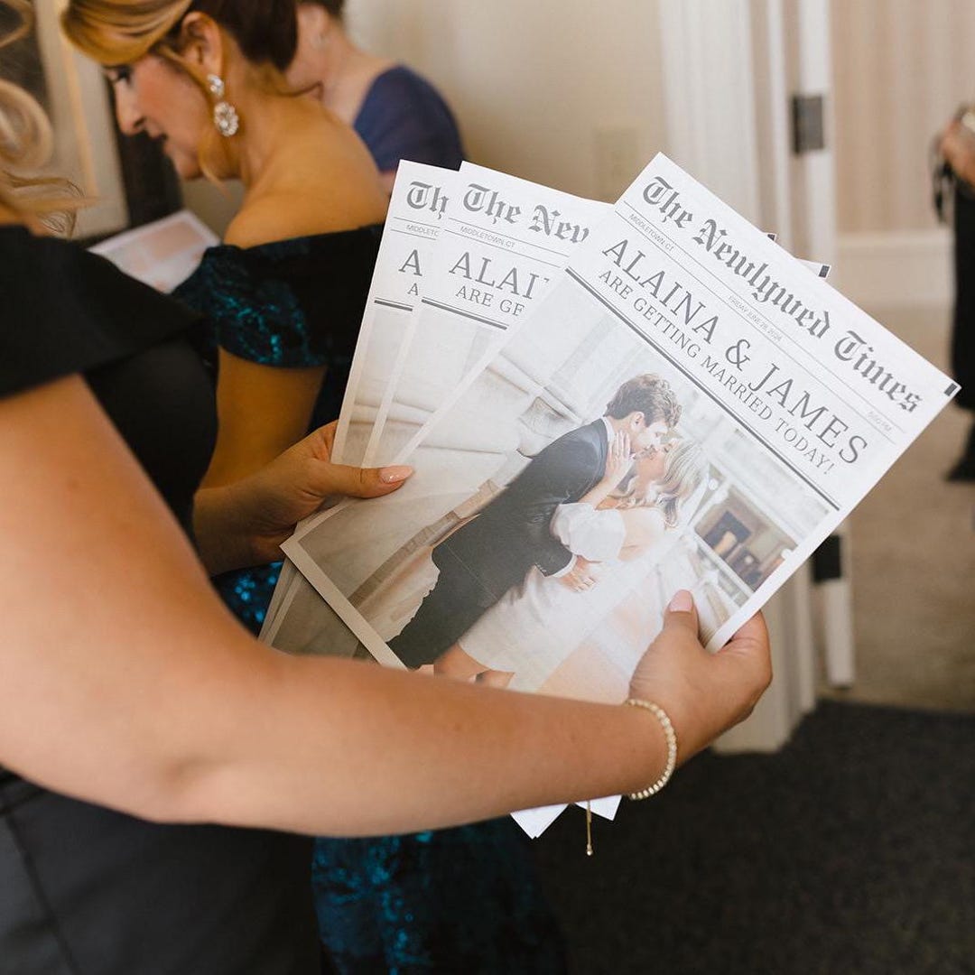 Wedding Newspaper Program Canva Template, Wedding Program Template ...