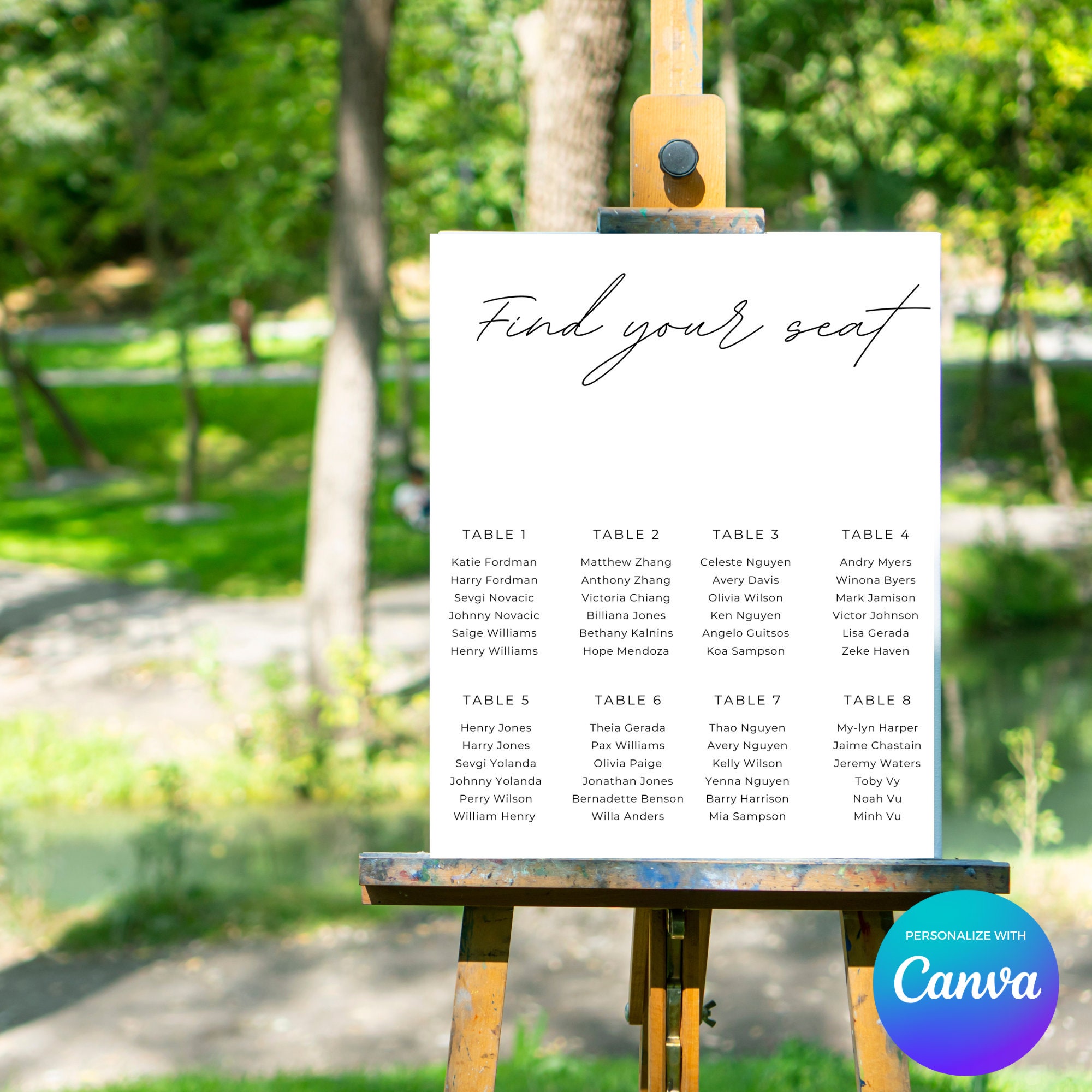 Seating Chart Template, Modern Editable Seating Chart, Minimalist ...
