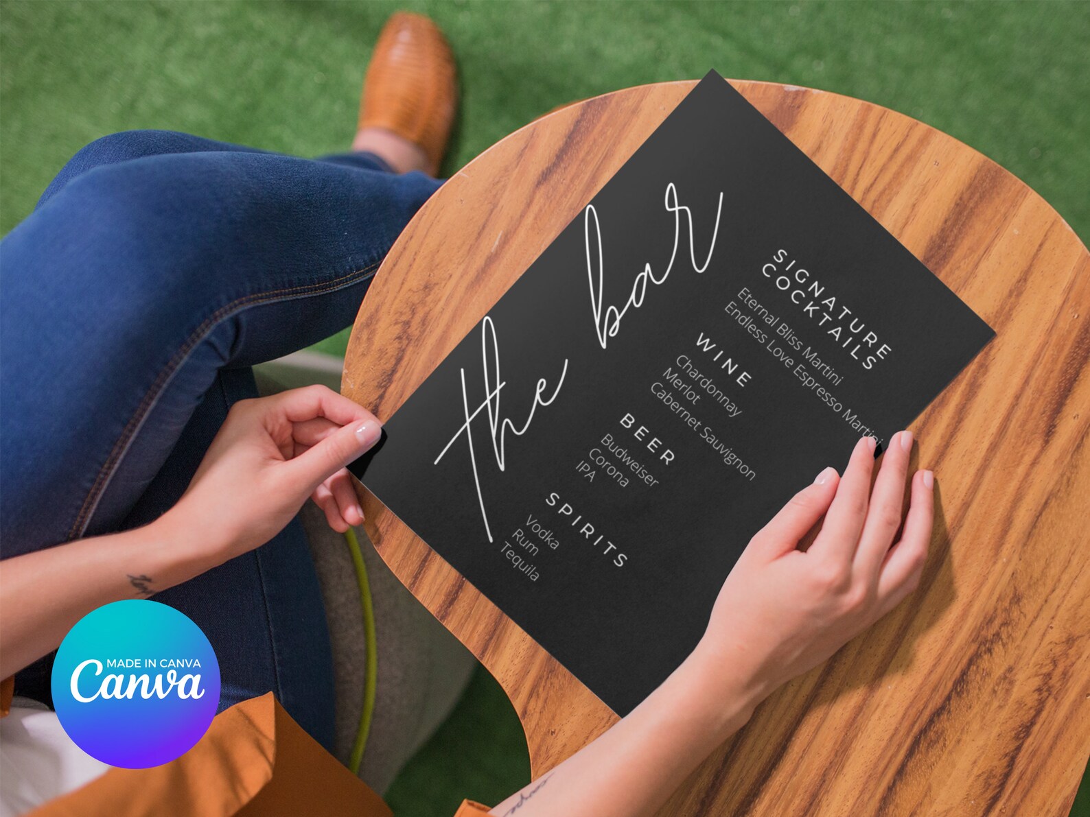 Modern Bar Sign Template, Minimalist Printable Bar Menu, Signature ...