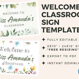 Welcome Classroom Sign Printable, Teacher Name Sign, Editable Classroom ...
