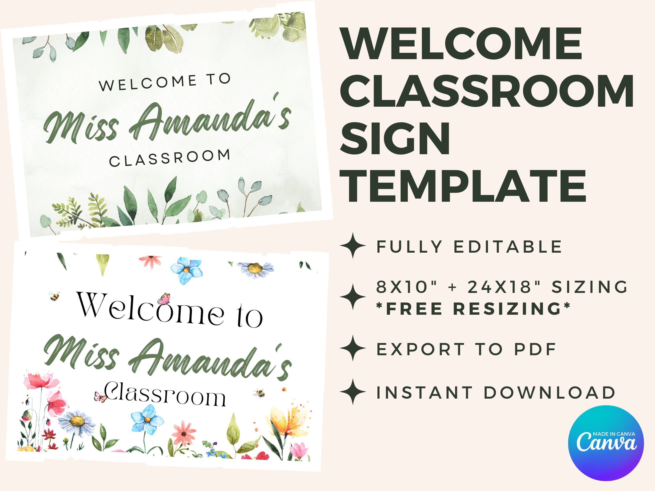 Welcome Classroom Sign Printable, Teacher Name Sign, Editable Classroom ...