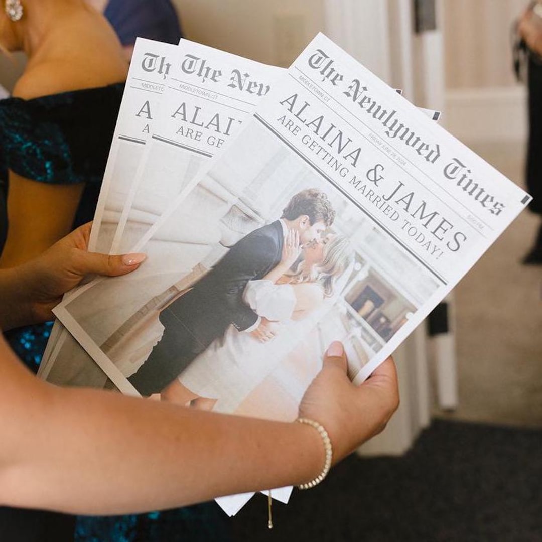 Wedding Newspaper Program Canva Template, Wedding Program Template ...