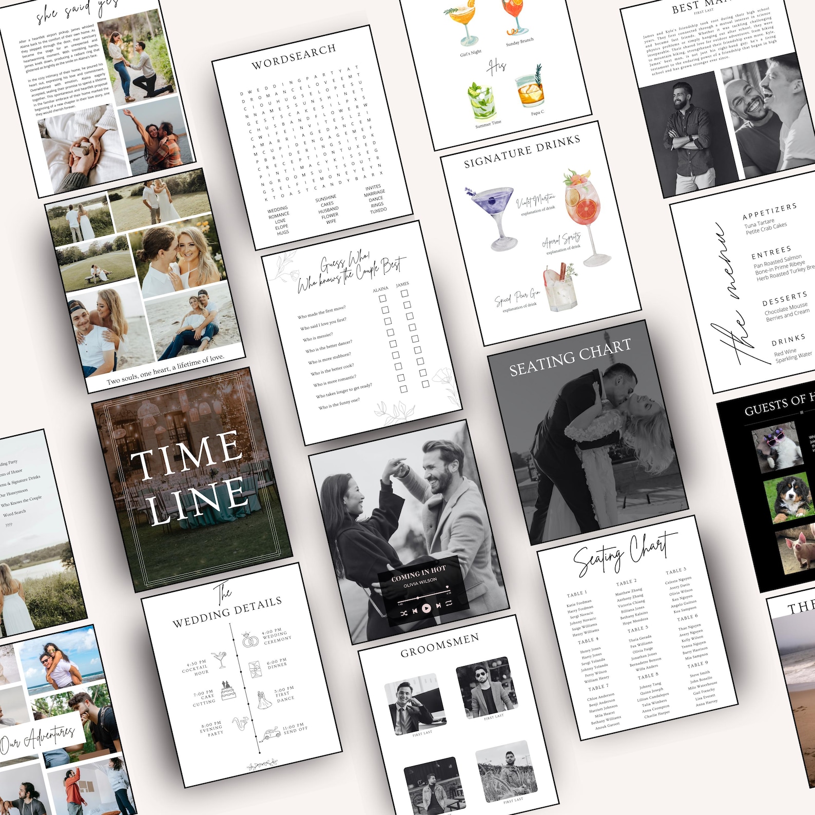 Modern Wedding Magazine Program Template: DIY Canva Itinerary (8.5x11 ...