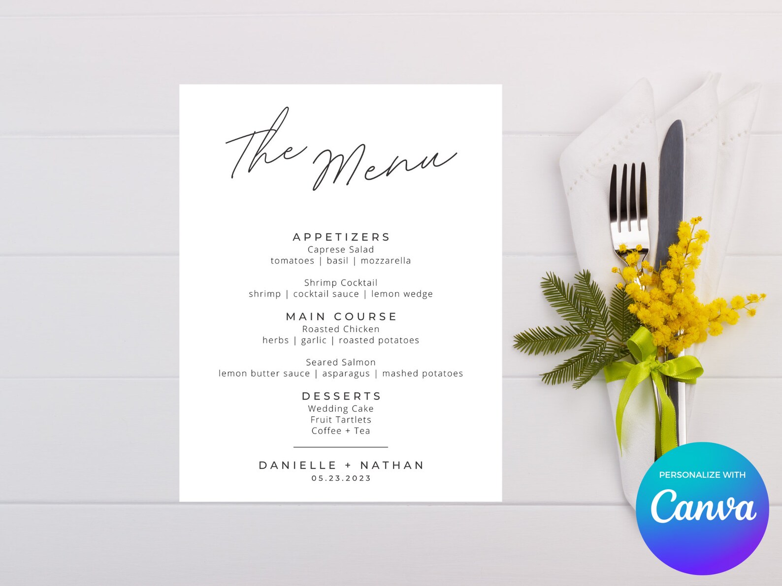 Custom Food Menu Template, Minimalist Printable Food Menu, Wedding ...