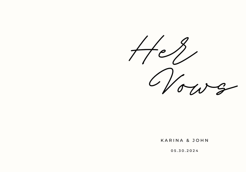Modern Wedding Vow Card Template, Editable His and Her Vows, Printable ...