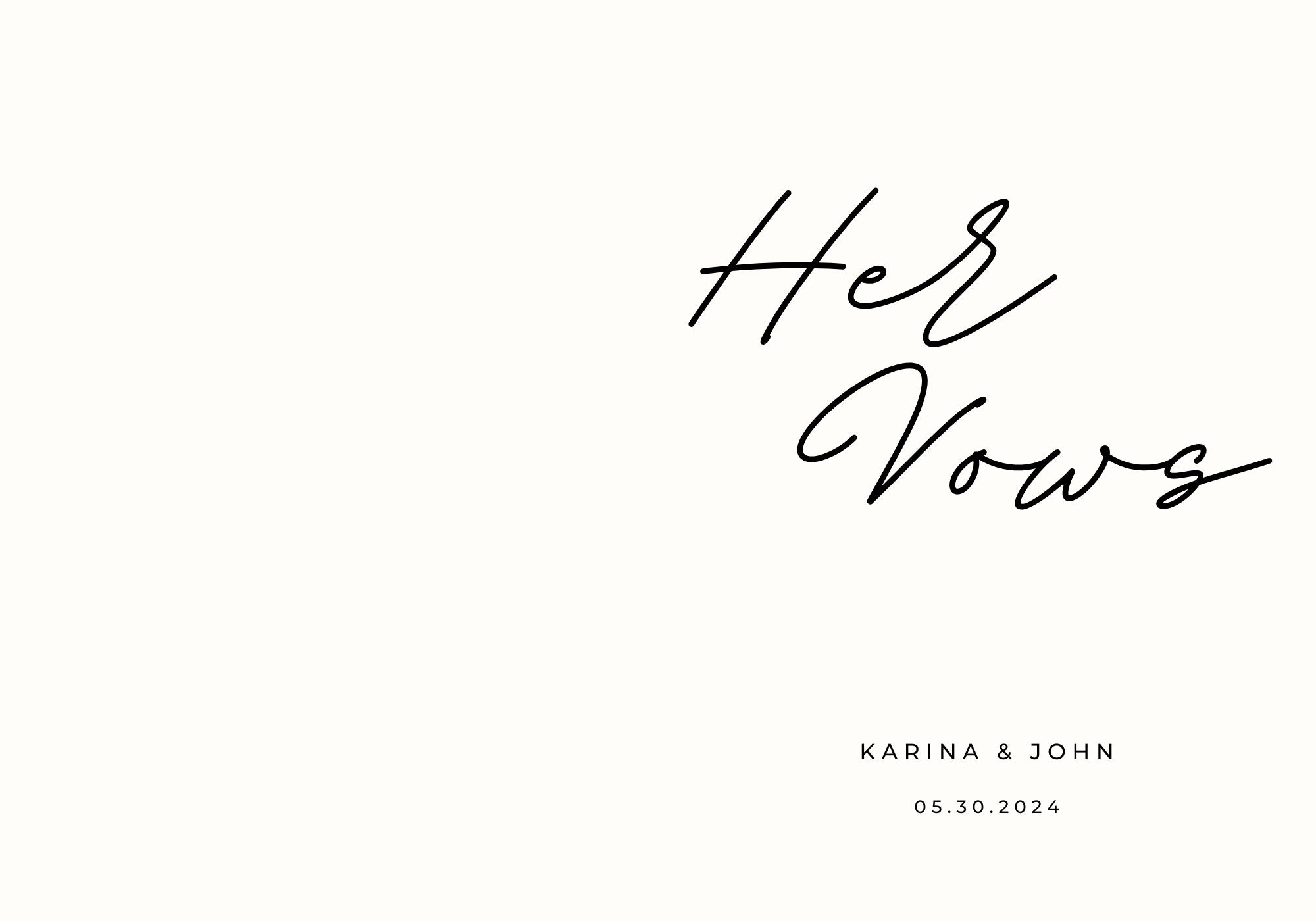 Modern Wedding Vow Card Template, Editable His and Her Vows, Printable ...