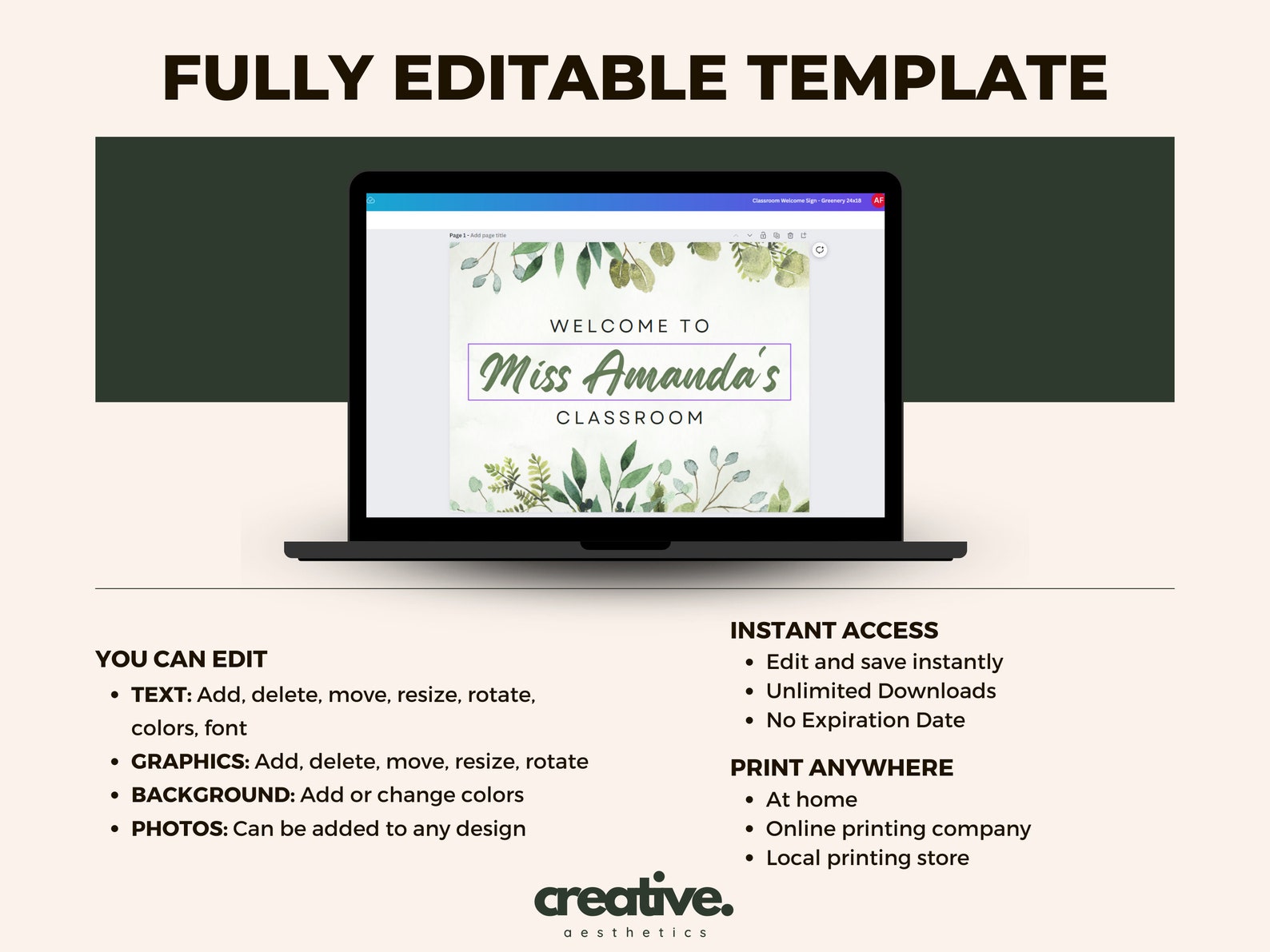 Welcome Classroom Sign Printable, Teacher Name Sign, Editable Classroom ...